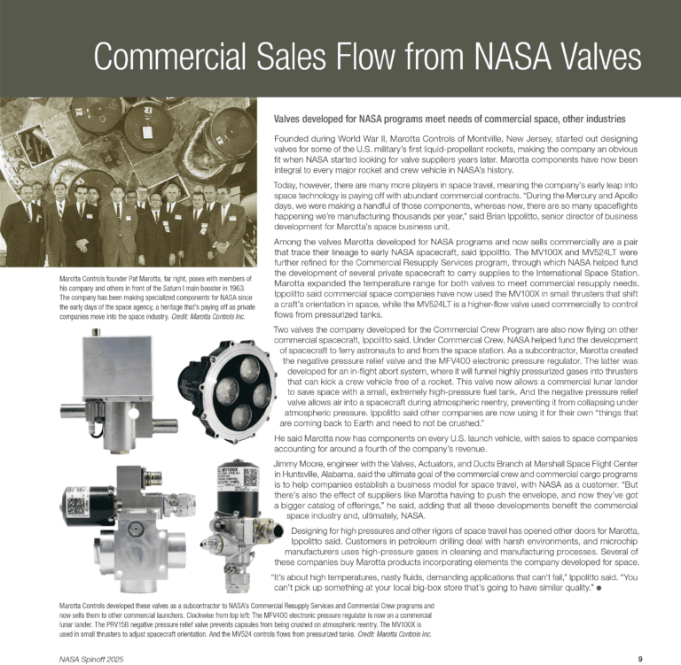 Commercial Sales Flow from NASA Valves - Marotta Controls, Inc.